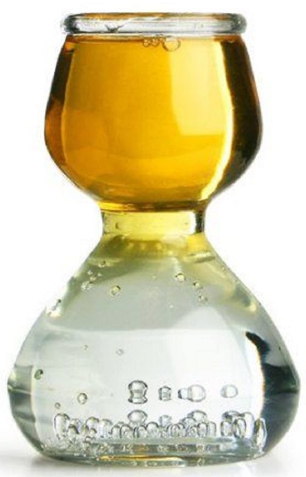 QUAFFER Double Bubble Layered Shot Glass Plus Recipe Card β Chaser Shot Glass Jigger for Smooth Tasty Shots β Fun Unique Split Shot Glasses Barware (1.25oz Top & 2.25oz Bottom, Set of 2)