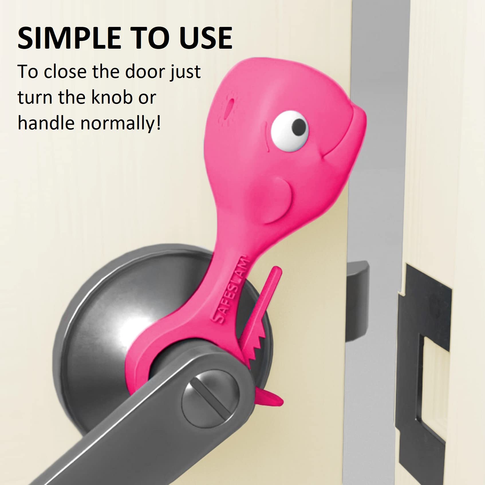 SAFELSAM Stop Door Slams – Prevent Hand Injuries – Always On Door Ready to Protect – Safe and Quiet Doors – Kids Love Design - Baby & Child Proof - Pets Too – Easy to Install – No Tools Required