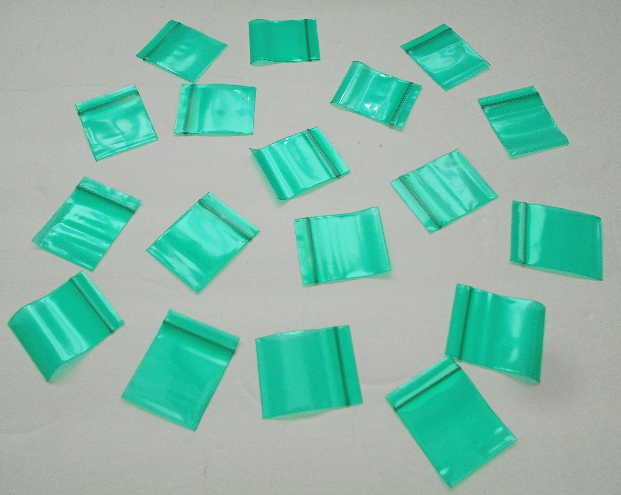 Mini Poly Bags (1.5"x1.5") Small Plastic Baggies, Thick 2mil, Colorful Rave Party Pouches (1515) Tiny Ziplock Dime Bag (200, Green)