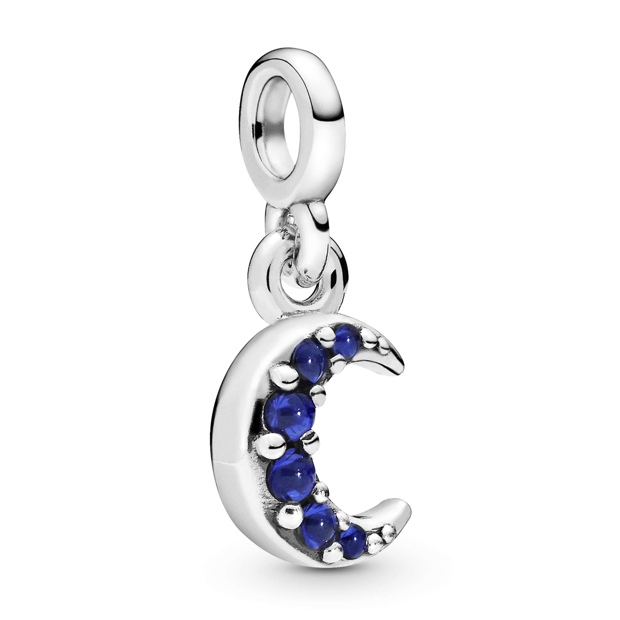 Pandora ME Compatible Charm Jewelry | Crescent Moon Crystal Dangle Charm | Sterling Silver | Fits Pandora ME Series Bracelets Only | True Blue