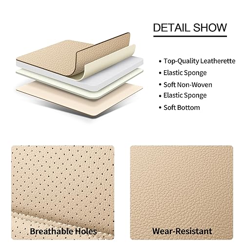 SPEED TREND Car Seat Covers – Premium PU Leather for Ultimate Comfort & Protection, Easy Installation and Universal Fit for Most Cars SUVs Trucks (ST-001 Full Set, TAN)