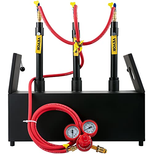 Vevor Farrier Furnace with Three Large Capacity Portable Metal Propane Knife Forge, 3 Burners, Black