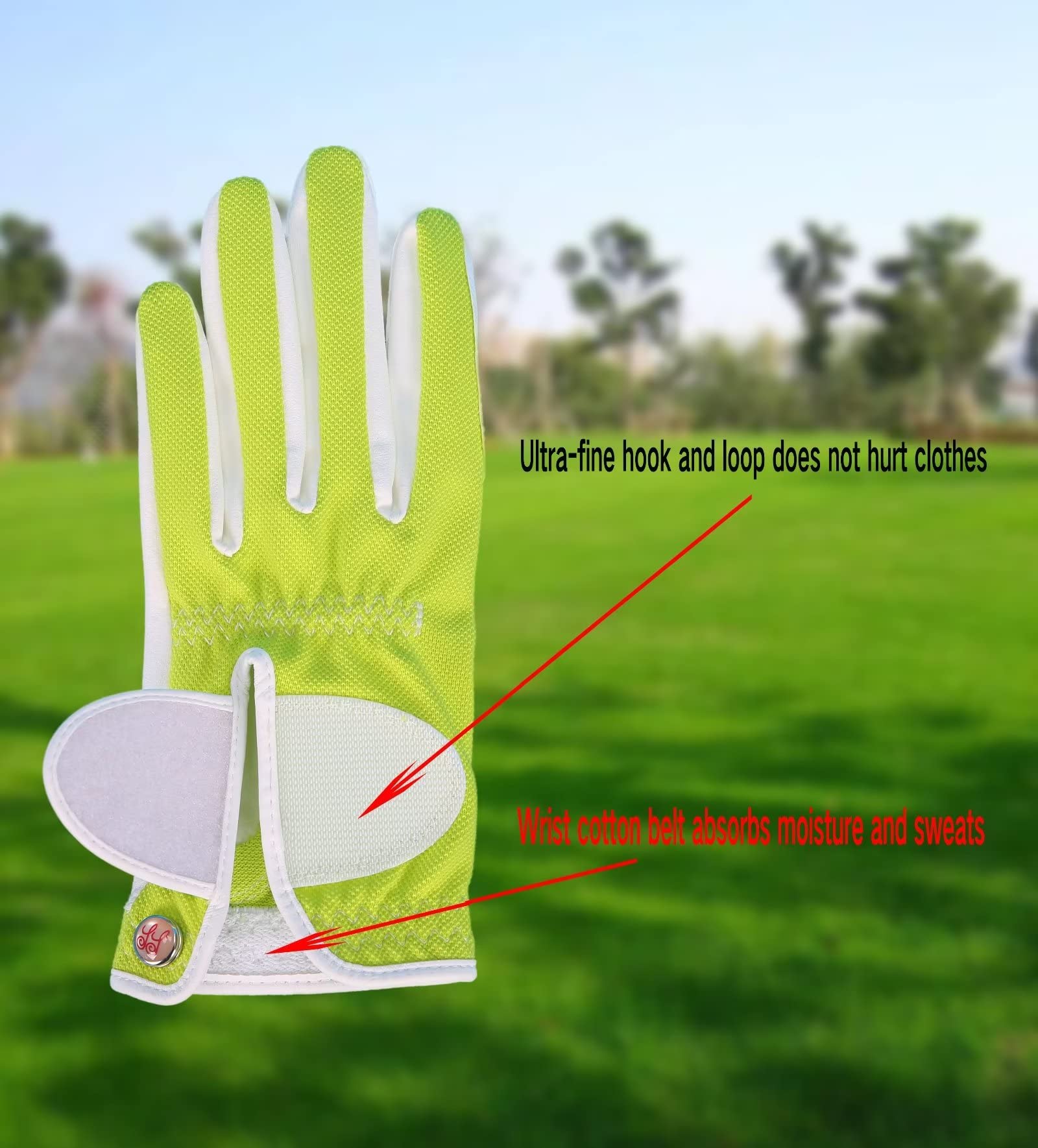 SIMPLE SYMBOL Women's RainGrip Golf Glove Two Pack,Hot Wet Weather Comfort,(Two Left Hands Or Two Right Hands Or One Pair) Four Colors to Choose from Pink/Purple/White/Green(Green,S,Right)