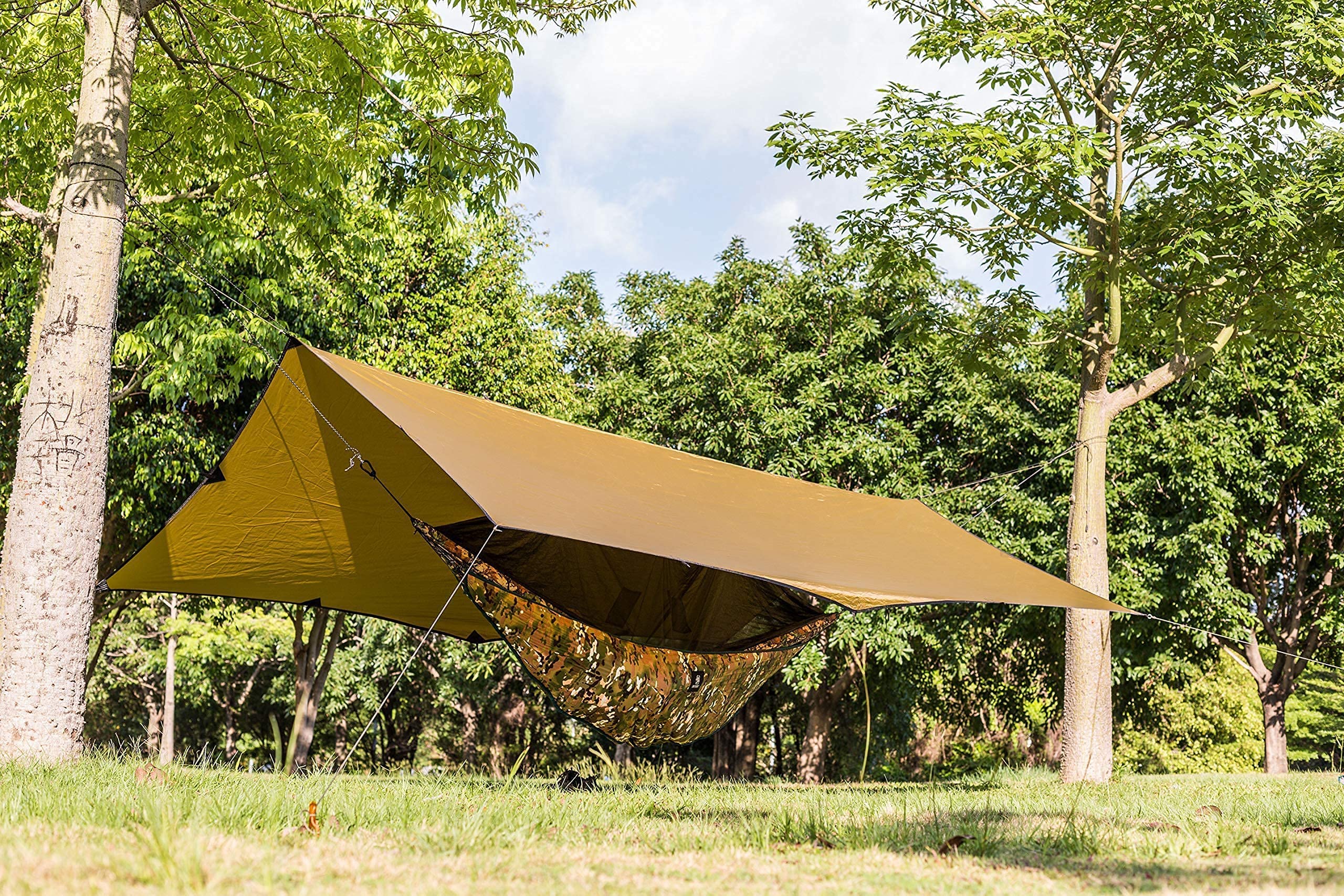 OneTigris Hideout Hammock Underquilt + Bulwark All Season Camping Tarp + KOMPOUND Camping Hammock
