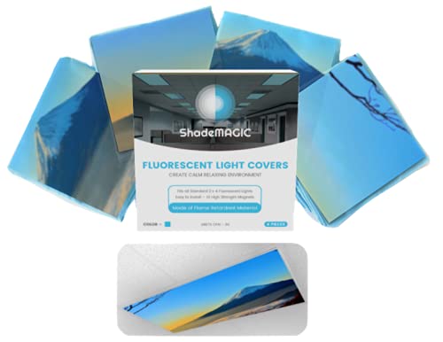 ShadeMAGIC Fluorescent Light Covers for Classroom Office - Light Filter Pack; Eliminate Harsh Glare That Causing Eyestrain and Head Strain. Office & Classroom Decorations. Light Diffusers (4) (4)