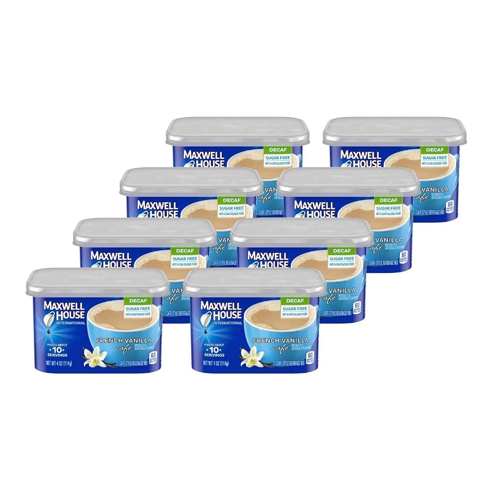 Maxwell House International Sugar-Free French Vanilla Decaffeinated Instant Coffee,4 Ounce (Pack of 8)
