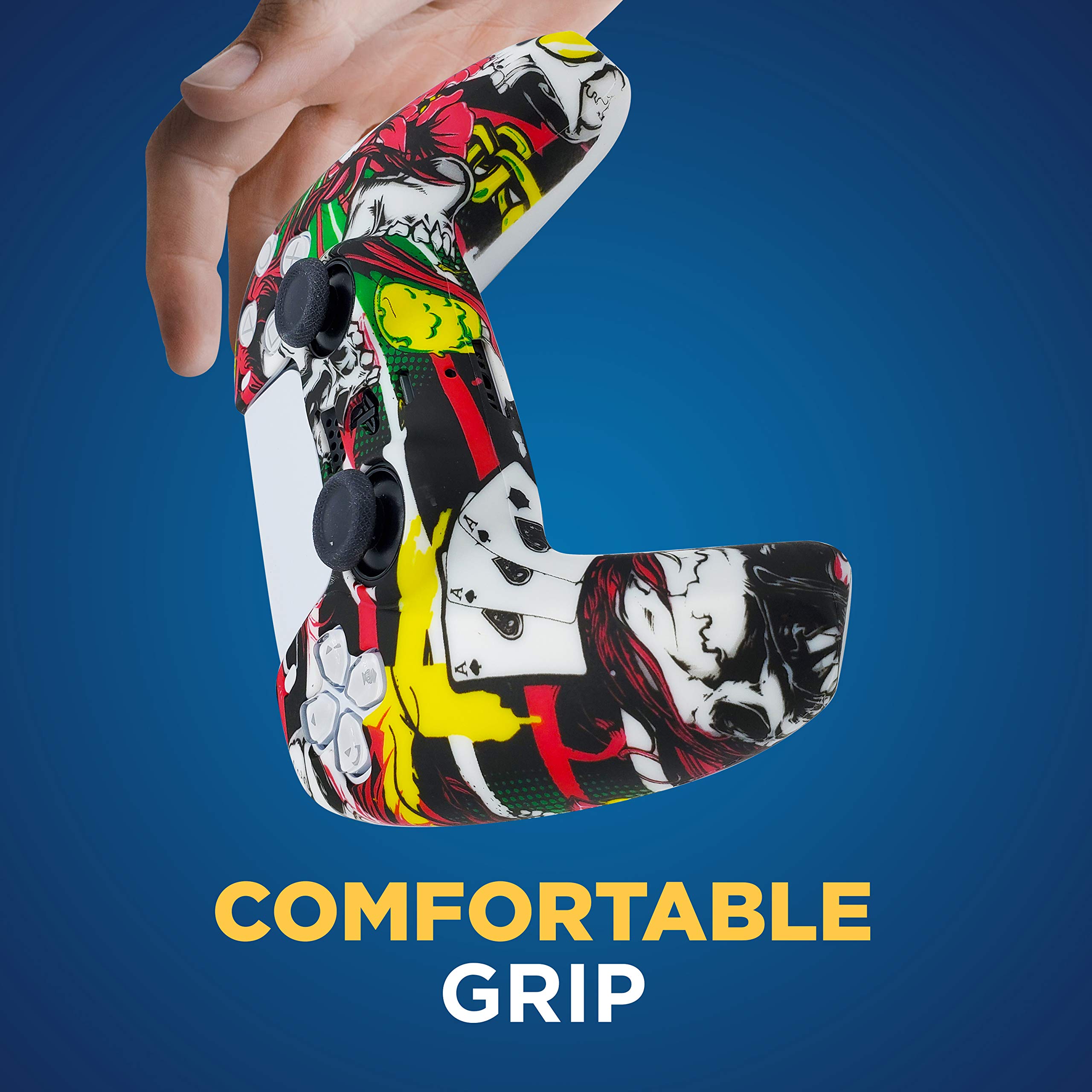 PS5 Silicone Gel Grip Controller Cover Skin Protector (ps5 Ace of Spades) Compatible for Sony PlayStation 5, Compatible for PlayStation 5 Accessories, Wireless Controller Protector Covers, PS5 Skin