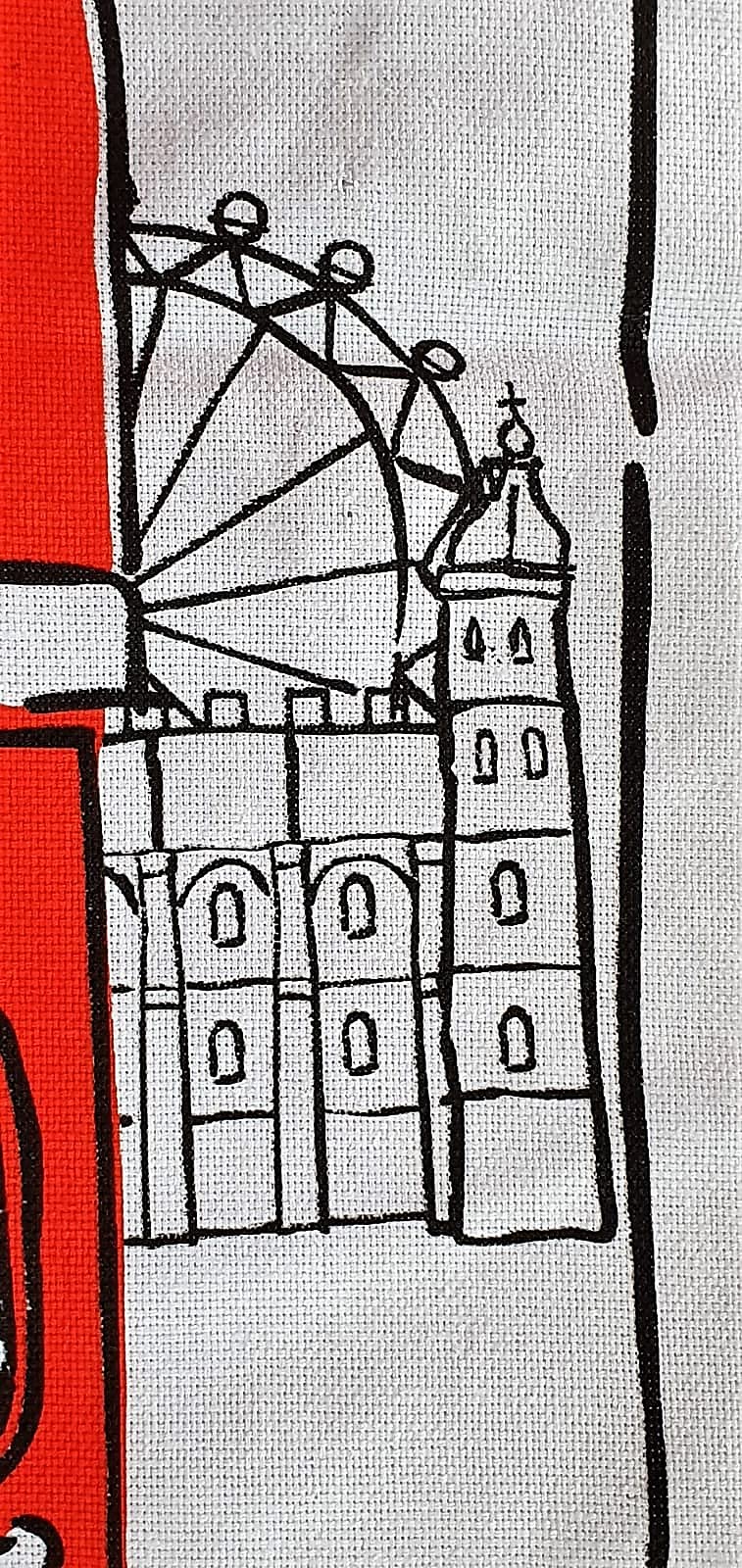 Sketchy Red London Bus Tea Towel Souvenir Sketch Routemaster Cartoon Drawing Souvenir Gift White by Elgate