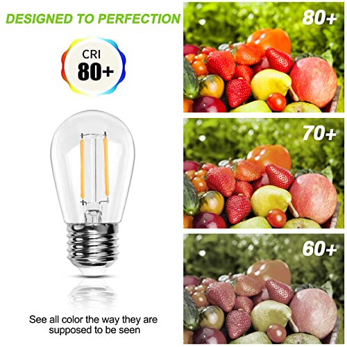 ROMANJOY 25 Pack S14 LED Replacement Bulbs, Shatterproof String Light Bulbs, 2200K Non-Dimmable, 2W Equivalent to 20W, E26 Base Edison LED Light Bulbs for Outdoor Patio Garden Vintage Lights