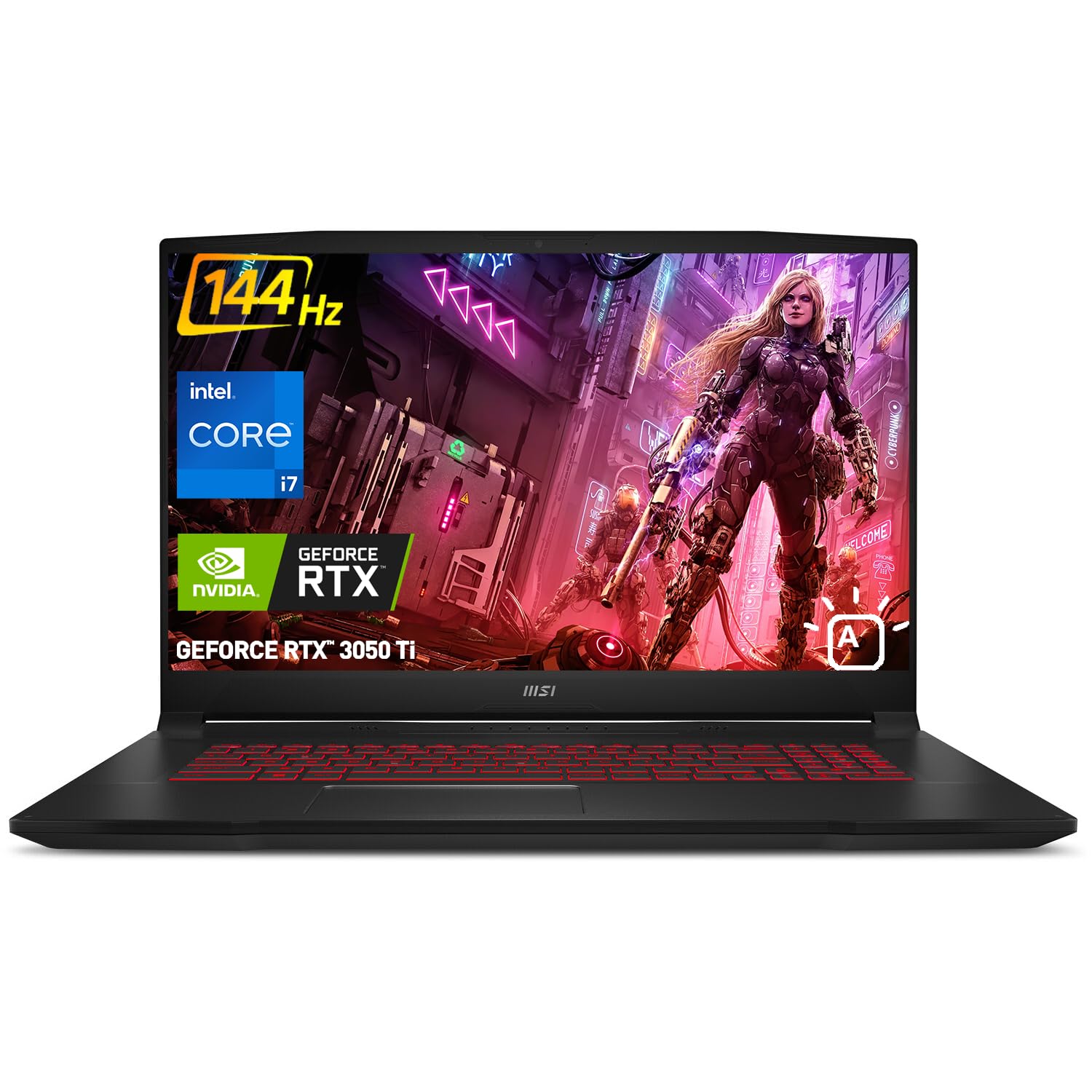 MSI Katana GF76 Gaming Laptop, 17.3" FHD 144Hz Display, Intel Core i7-11800H, NVIDIA Geforce RTX 3050 Ti, 32GB RAM, 1TB SSD, Webcam, Wi-Fi 6, HDMI, Backlit Keyboard, Windows 11 Home, HDMI Cable