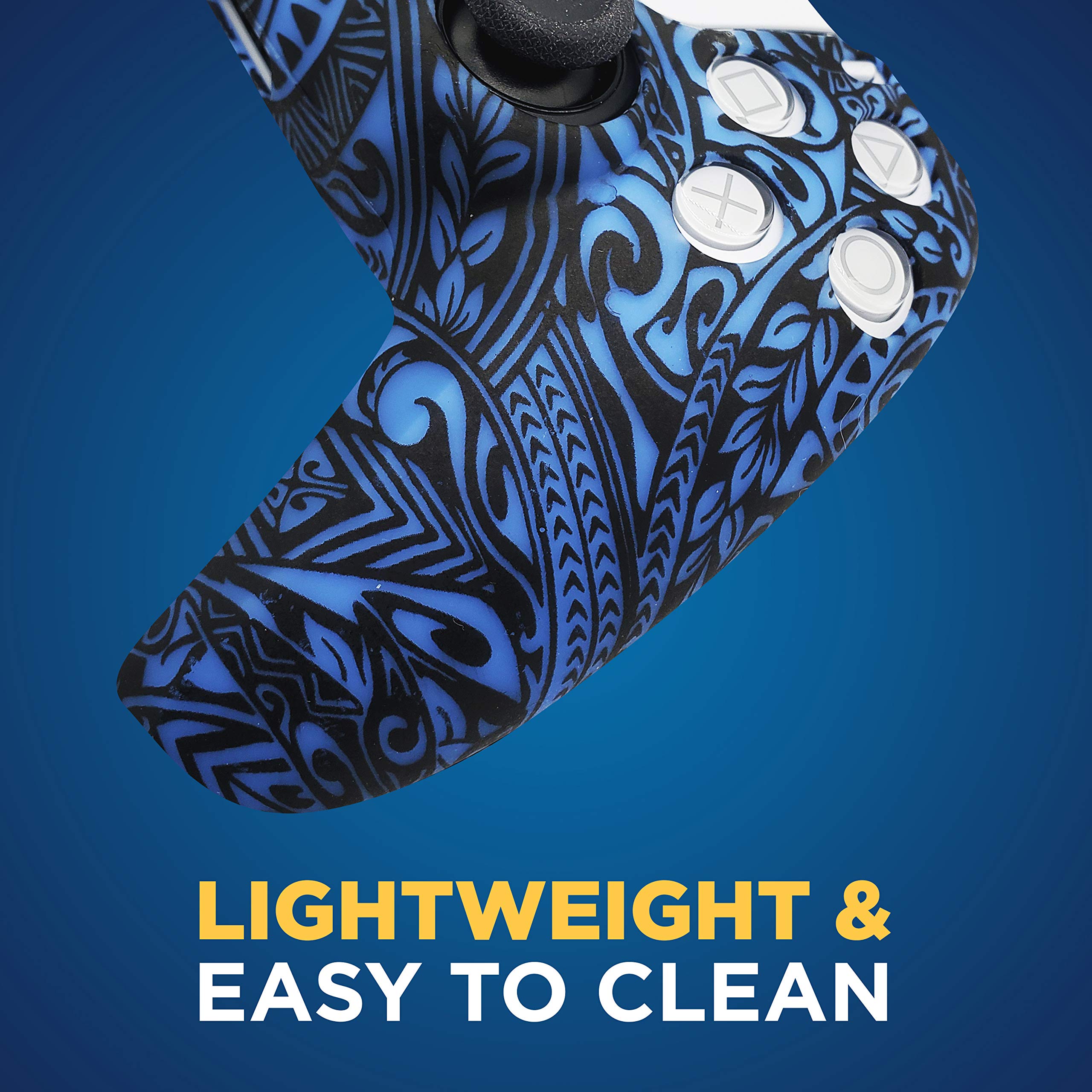 PS5 Silicone Gel Grip Controller Cover Skin Protector (Blue Flowers) Compatible for Sony PlayStation 5 DualSense Wireless Controller Protector Covers