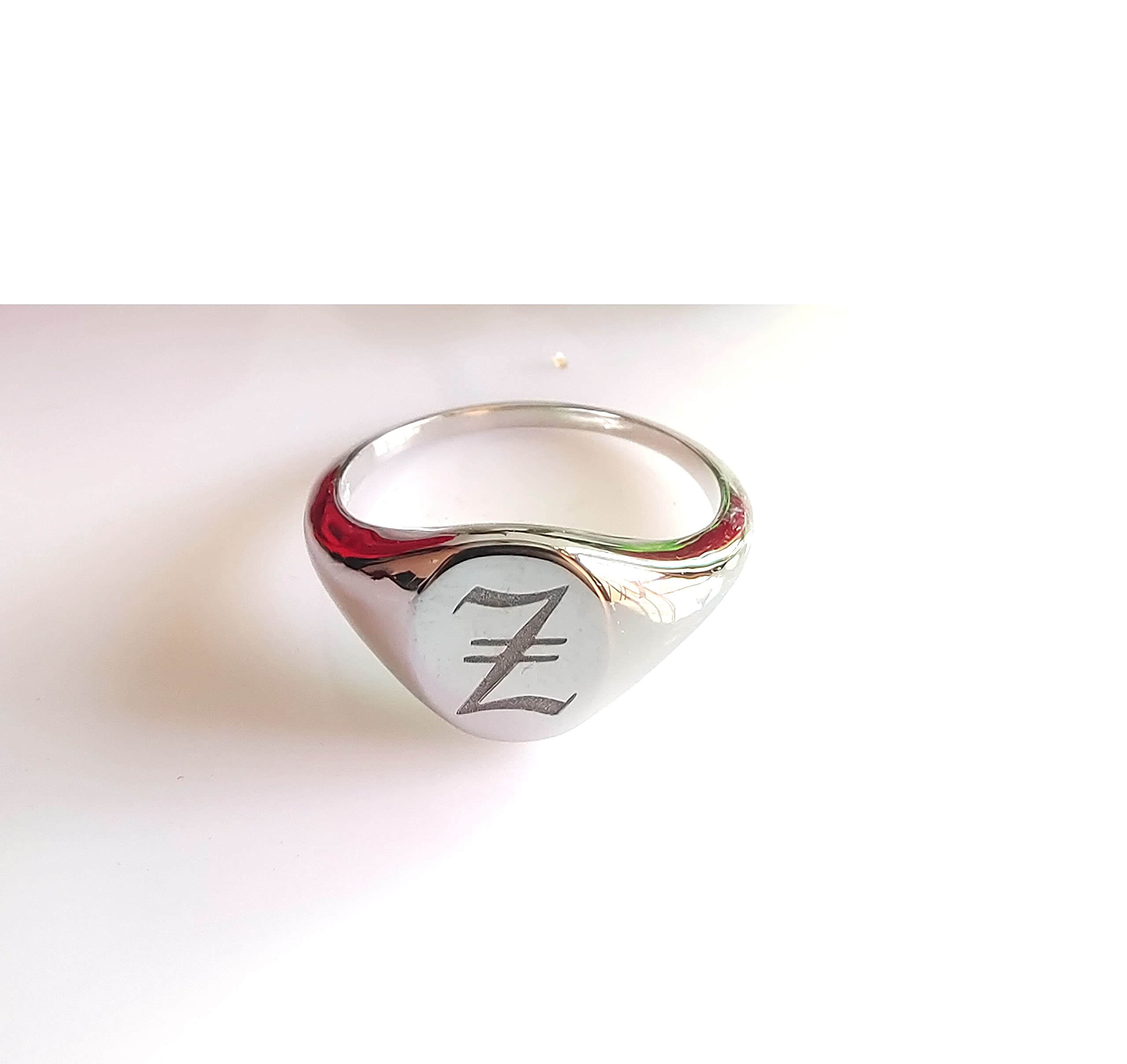 Sterling Silver Old English Initial Signet Ring - Custom Initials Letter Ring- Signet Ring For Women- Gothic Font Ring- Old English Font Ring, Yellow