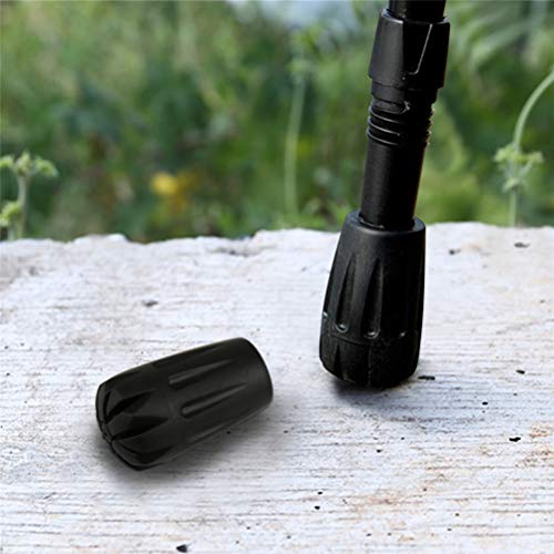 Ruzzut Black Rubber Diamond Trekking Pole Tip Protectors, Hiking Pole Replacement Tips for Trekking Poles, Fits Most Standard Hiking Poles - Shock Absorbing, Adds Grip and Traction (9 PCS Bullet Tips)