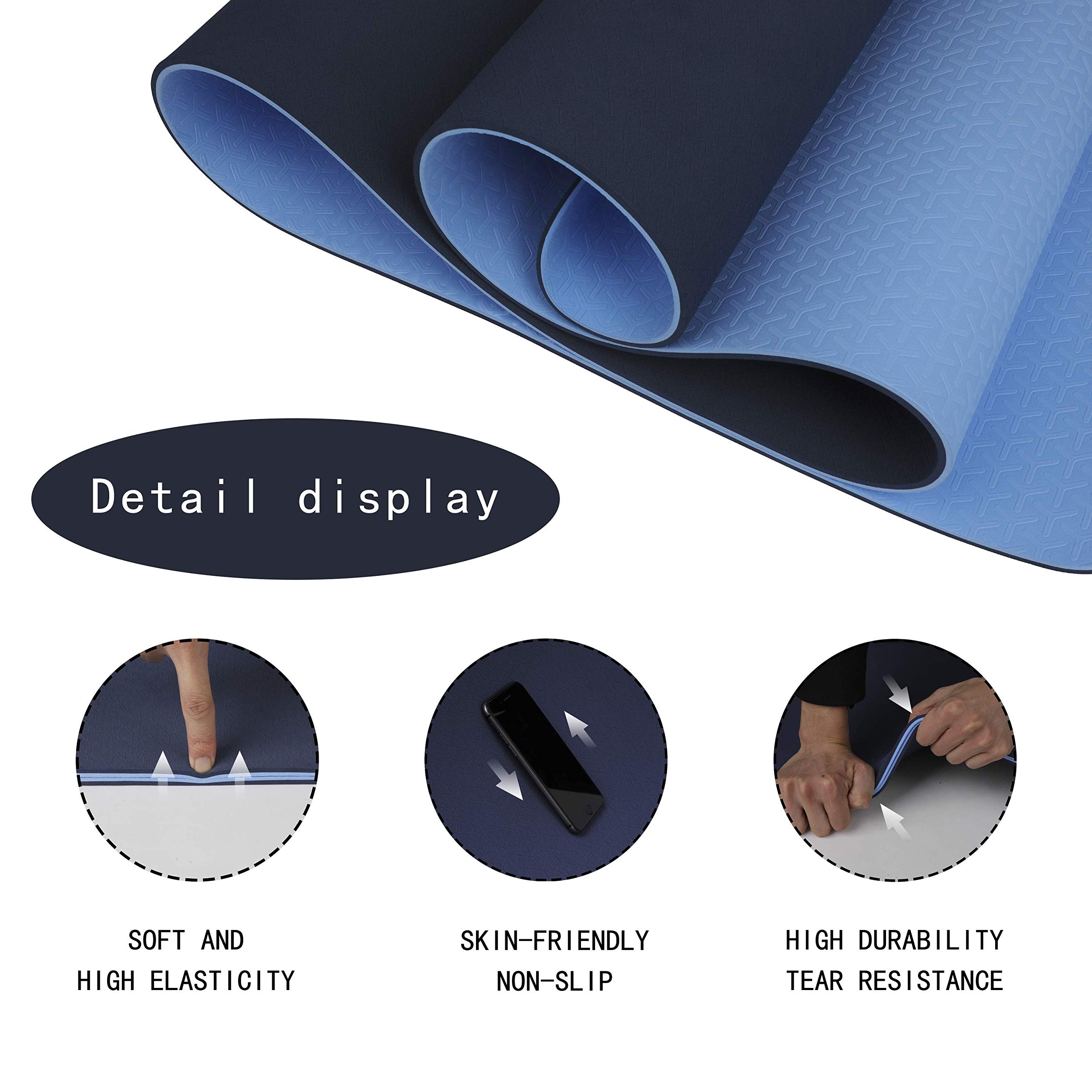 OGOGO Yoga Mat Double-Sided Non Slip,Eco Friendly Exercise Yoga Mat for Men and Women,Thick High Density Pro Mat with Carrying Strap