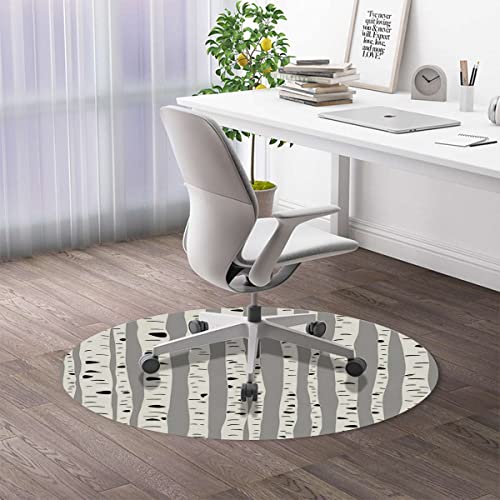 Multicolor PU Leather Round mat Office Chair Mat Dense Tree Formation White Fall Birch Trees Hardwood Floor mat Chair mat Round Chair Cushion for Desk Chair Office ChairCushion Forest Diameter 55 in