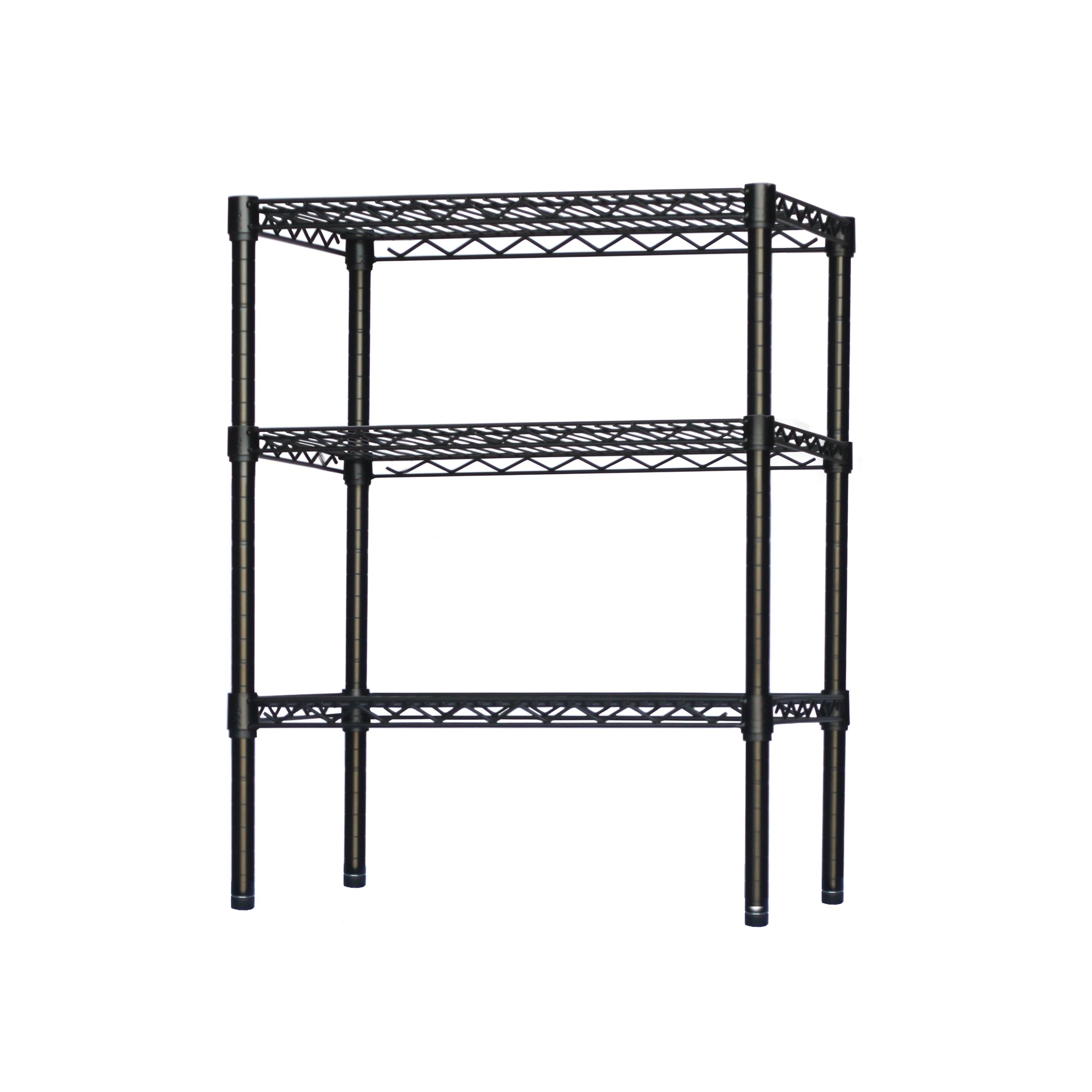 Shelving Inc. Black Wire Shelving with 3 Tier Shelves - 8" d x 30" w x 34" h, Weight Capacity 300lbs Per Shelf
