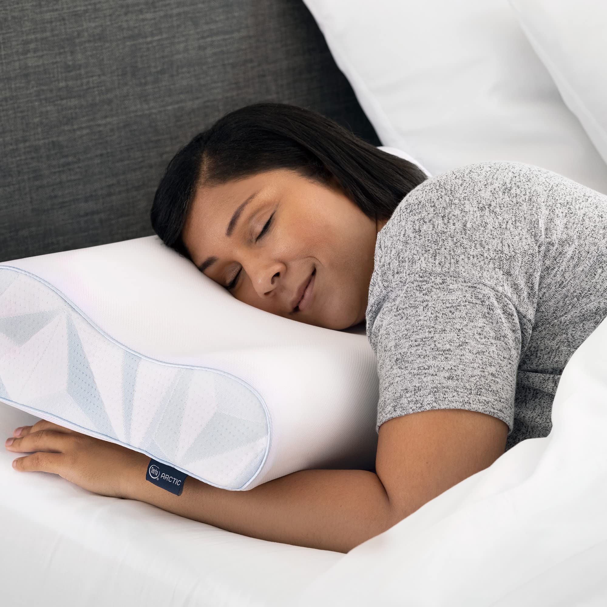Serta Arctic 30x Cooling Oversized Contour Memory Foam Bed Pillow Powered by REACTEX, White