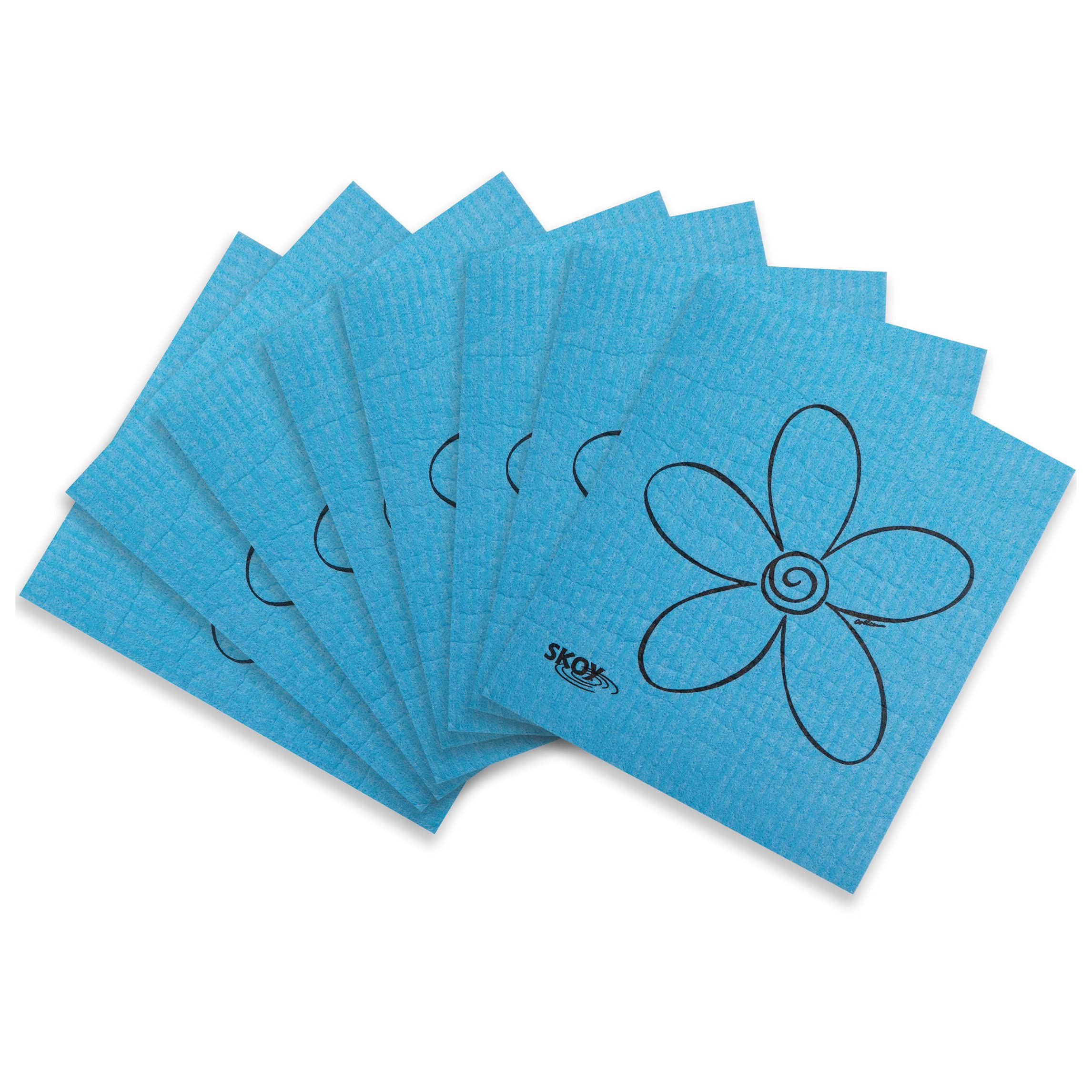 Skoy Cloth, 8-Pack Eco-Friendly and Reusable Swedish Dishcloth, for Kitchen and Household Use, Environmentally Friendly, Plastic-Free, Blue