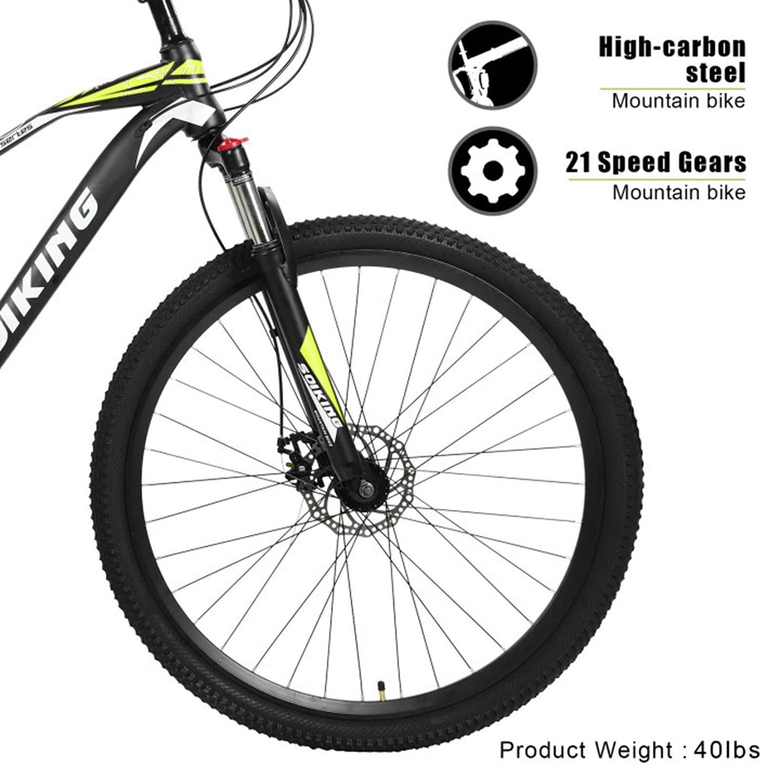 Vehpro 29 inch Hardtail Mountain Bike 21 Speeds, 29-inch BMX BicycleSuggested Rider Height 5'7" - 6'5"
