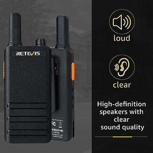 Retevis RT22P,New Version of RT22(2.0),Portable 2 Way Radio with Earpiece,1620mAh Battery,USB-C,Rechargeable Walkie Talkies(6 Pack) with 6 Way Multi Gang Charger,for Church Security School Warehouse