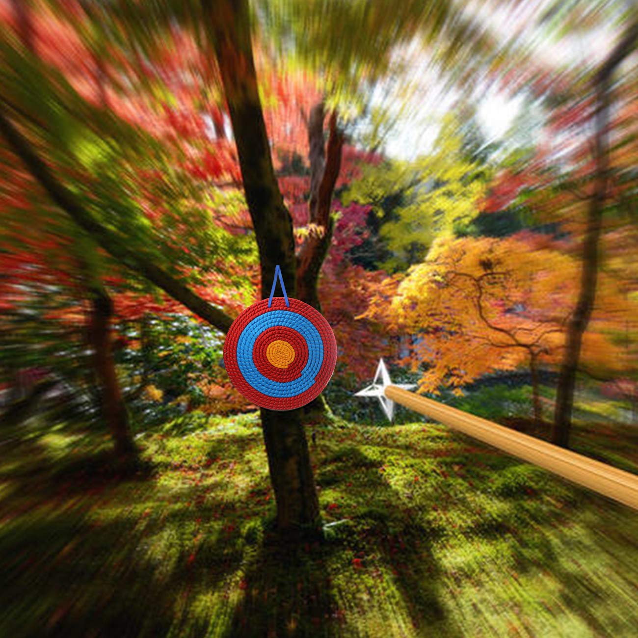 Ogrmar 3 Layers 20 inch Traditional Solid Straw Archery Target 2.2 inch Thickness Hand-Made Arrows Target for Outdoor Shooting Practice