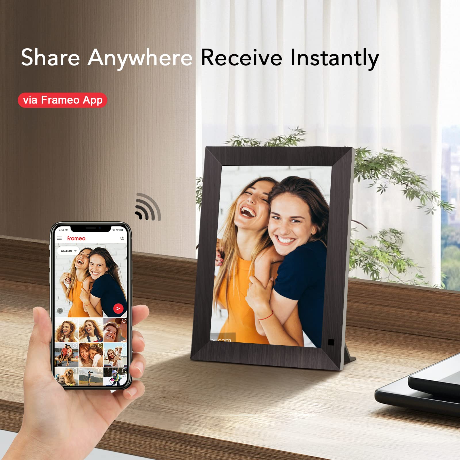 WiFi Digital Picture Frame 10.1 Inch, Canupfarm Smart Digital Photo Frame, 1080P IPS Touchscreen, Easy Setup, Built in 16GB, Auto-Rotate and Wall Mountable, Motion Sensor, Share Anywhere via APP