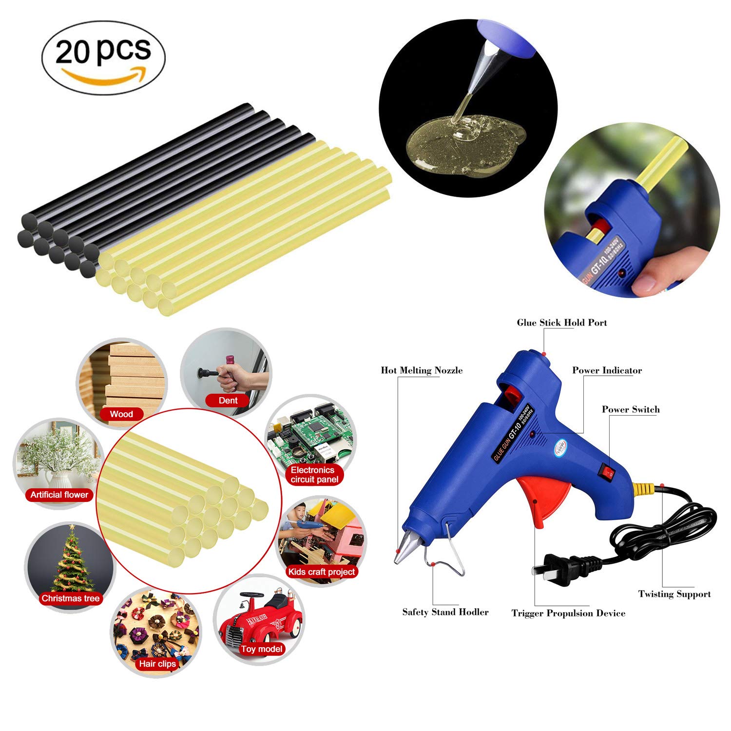Paintless Dent Puller Kit with 34pcs Glue Pull Taps Repair Dents in All Parts of The Car 2in1 Slide Hammer Dent Remover for Big Dents Bridge Dent Puller Repair Small and Medium Dents