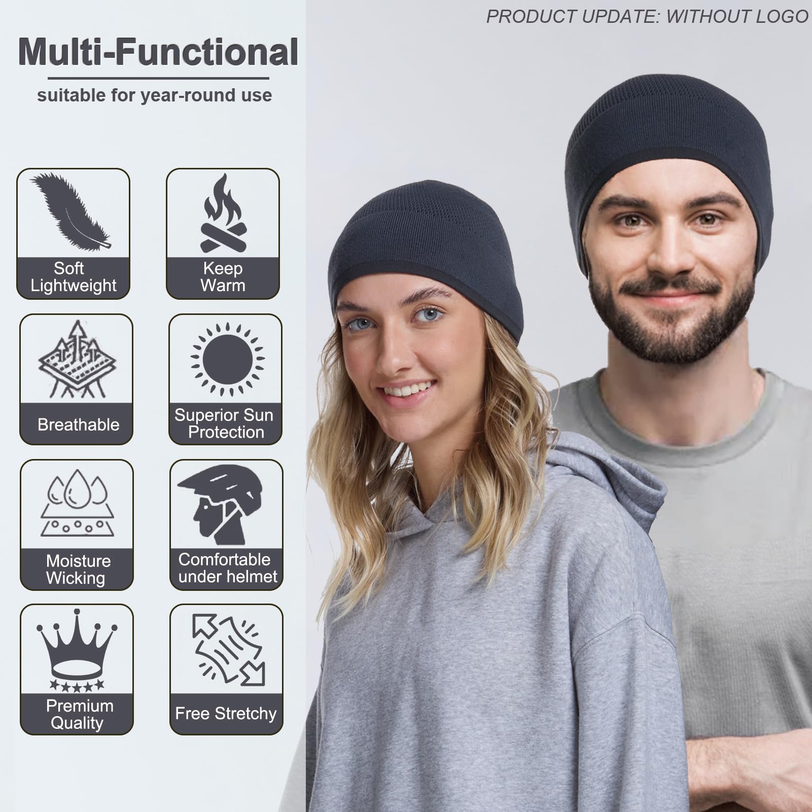 Skull Caps for Men Motorcycle, Soft Black Skull Cap Helmet Liner Mens Womens Beanie Hat Workout Outdoor Camping (Black)…
