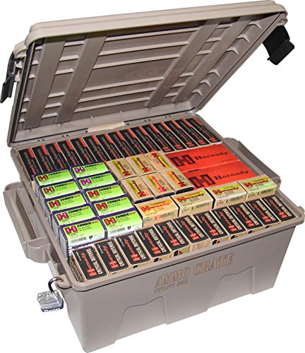 MTM ACR8-72 Ammo Crate Utility Box | Ammo, Survival or Hunting Gear Storage | O-Ring Seal for Water Resistant Dry Storage | Double Padlock tapped for Security | Carries 85lbs of Gear | Dark Earth