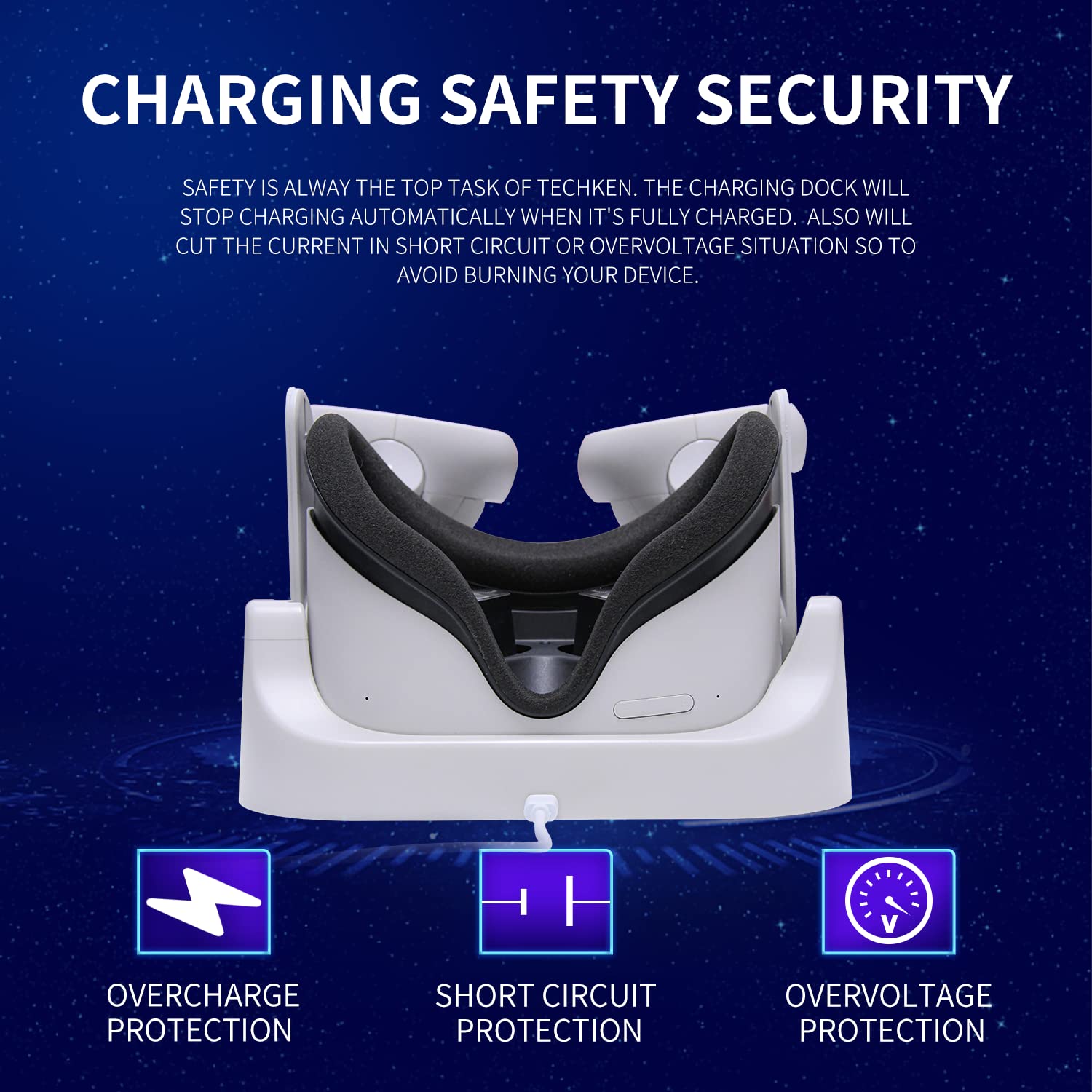 TechKen Charging Dock for Meta Quest 2, Enhanced Magnetic Charging Station with Rechargeable Batteries Pack for Quest 2 Grips [LED Indicate] [Support Elite Strap with Battery]