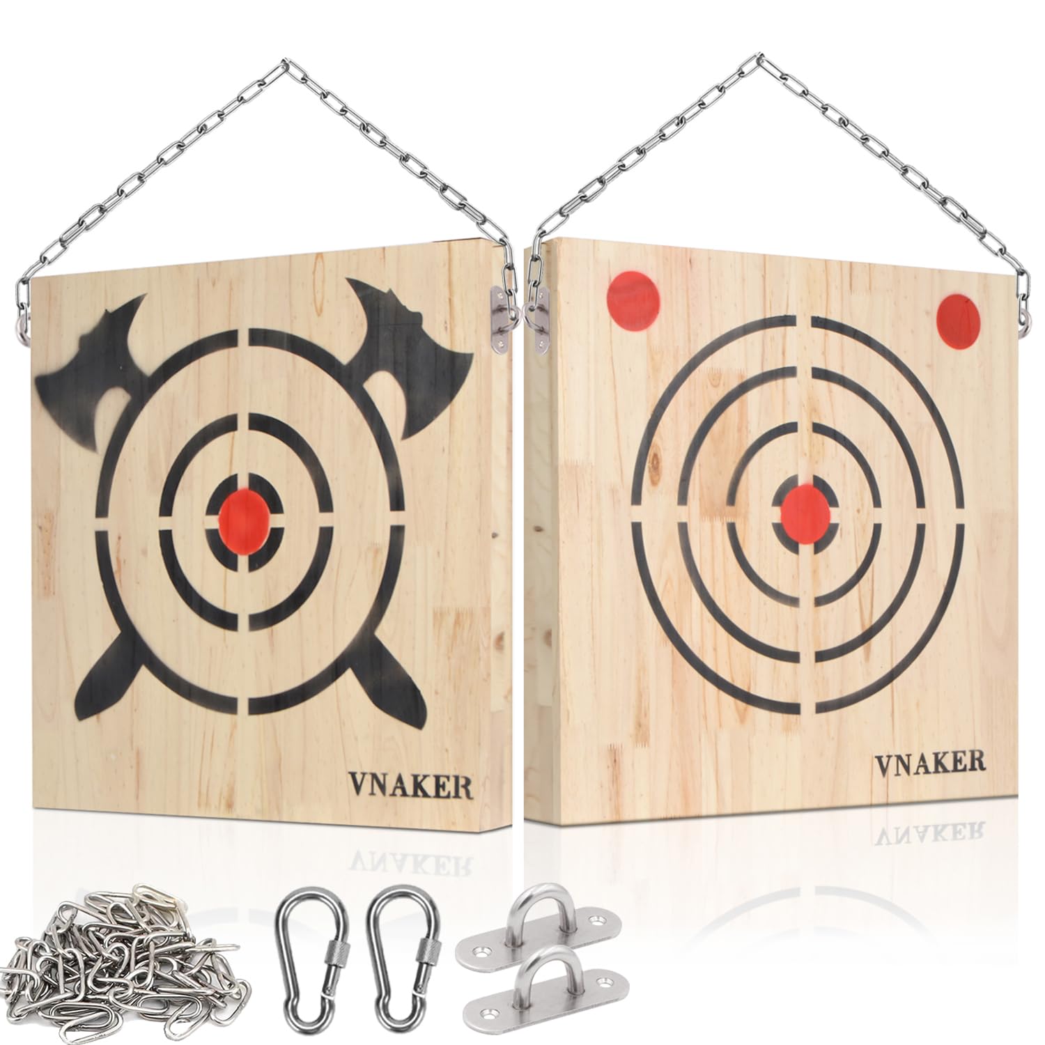 VNAKER Axe Throwing Wooden Target & Knife Throwing Wooden Target with Steel Chain
