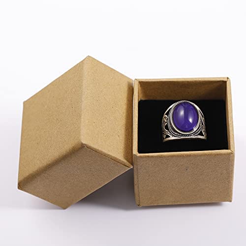 MY MOJOYAS Handmade Sterling Silver Plated Mood Ring with Unique Antique Pattern and Color-Changing Oval Stone for Men and Women Size 9
