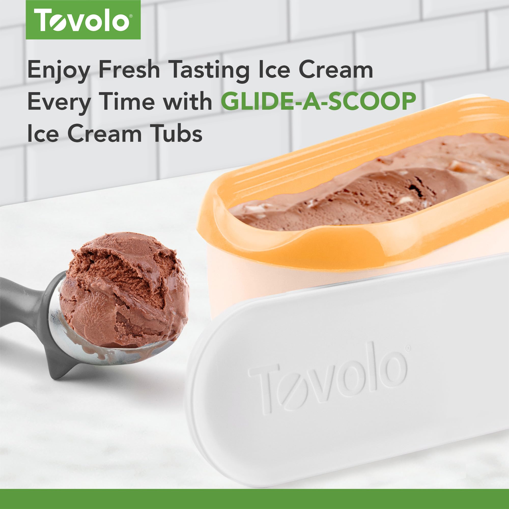 Tovolo Glide-A-Scoop Ice Cream Tub, 1.5 Quart, Insulated, Airtight Reusable Container With Non-Slip Base, Stackable on Freezer Shelves, BPA-Free, Orange Crush