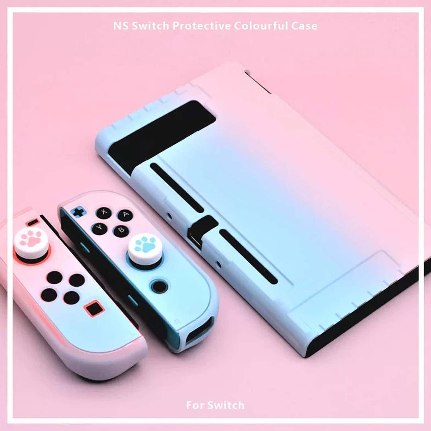 OLYGIVE Protective Case for Nintendo Switch, Hard Cover Case for Nintendo Switch - Pink and Blue