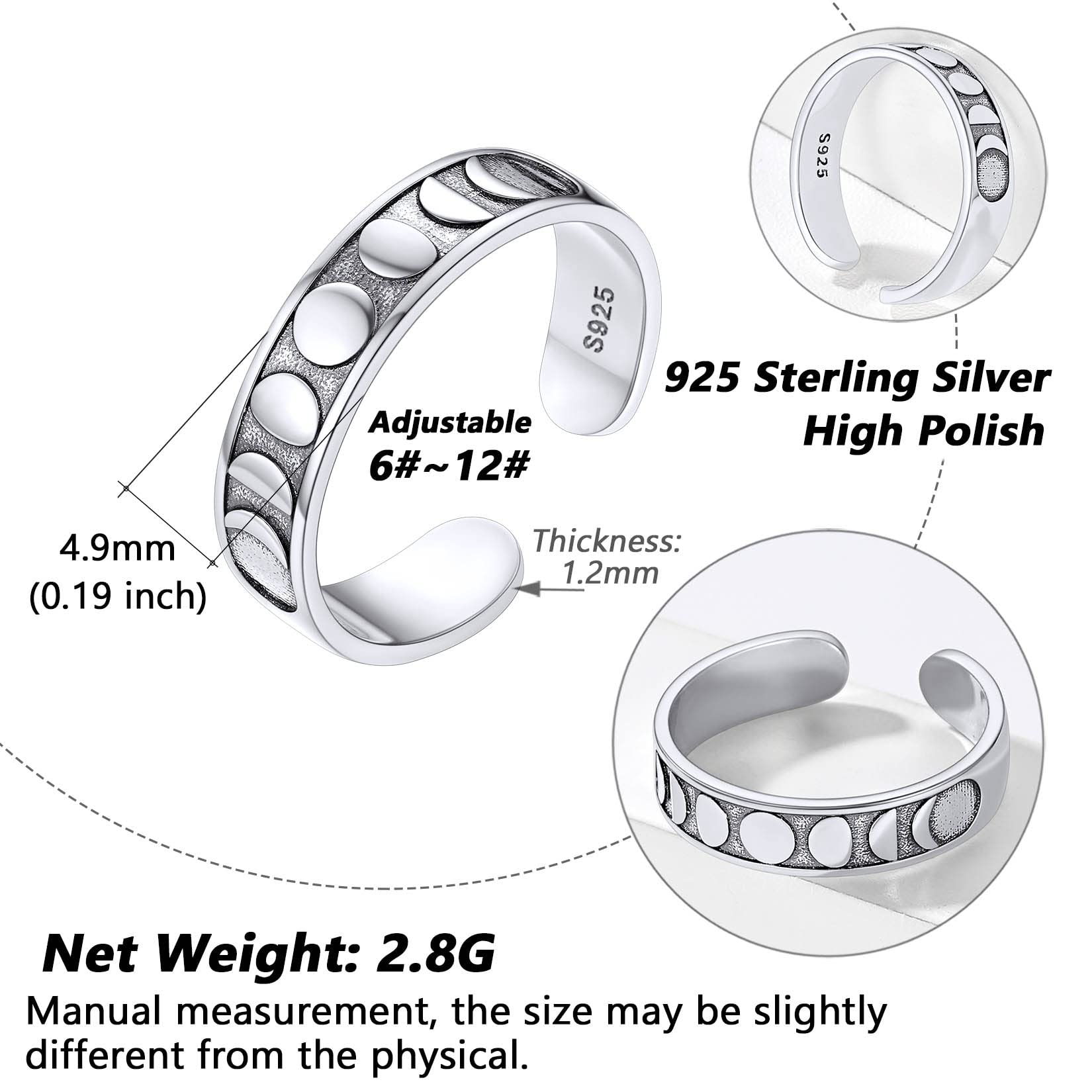 Women Stacking Rings Plain Silver Frog Open Rings for Girlfriend Birthday Party Gift