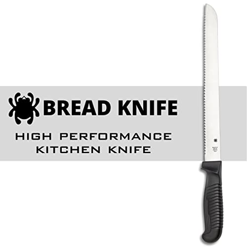 Spyderco Lightweight Kitchen Bread Knife with 10.25" MBS-26 Stainless Steel Blade and Black Polypropylene Handle - SpyderEdge - K01SBK