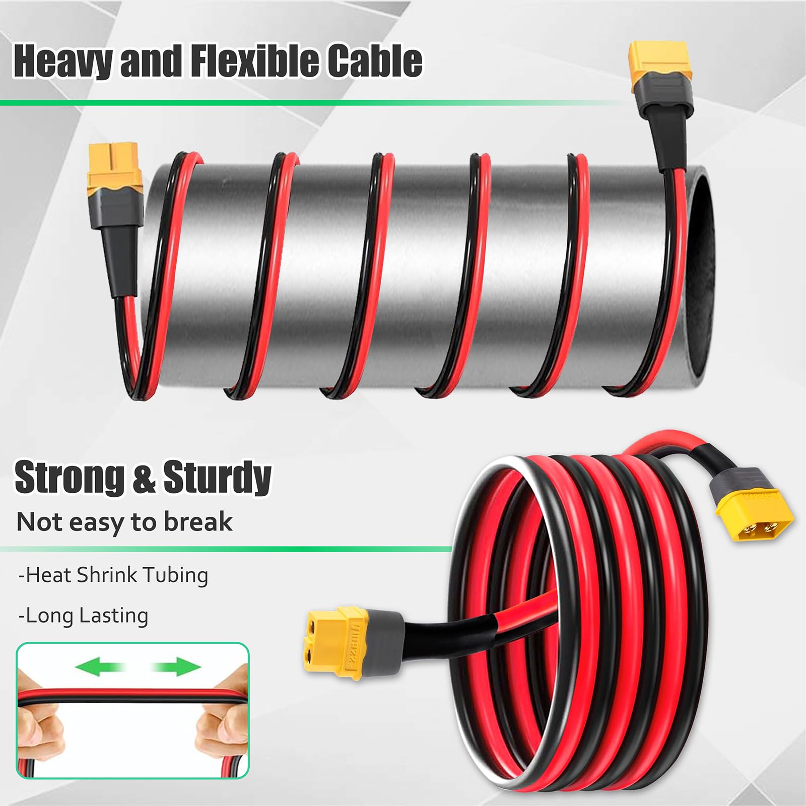 Magiktech 25FT XT60 Extension Cable with Male and Female Connectors XT60 Adapters Cable for Power Station and Rechargeable Batteries (12AWG 25FT)