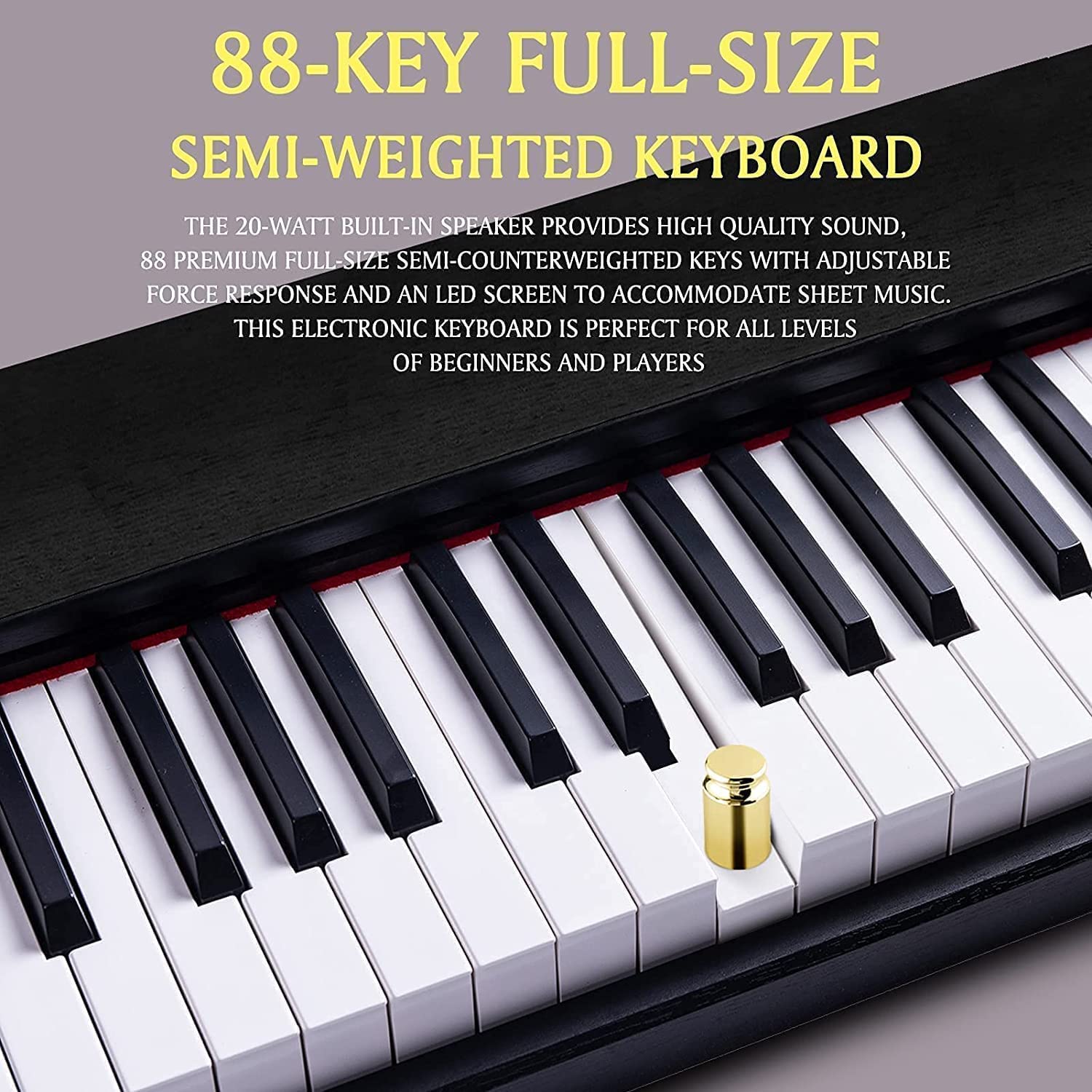 Suhnerbell Digital Piano Keyboard with 88 Keys Full Size SEMI-Weighted Keys, Beginner Electric Piano/Keyboard Set, Portable Keyboard Piano with Continuation Pedal