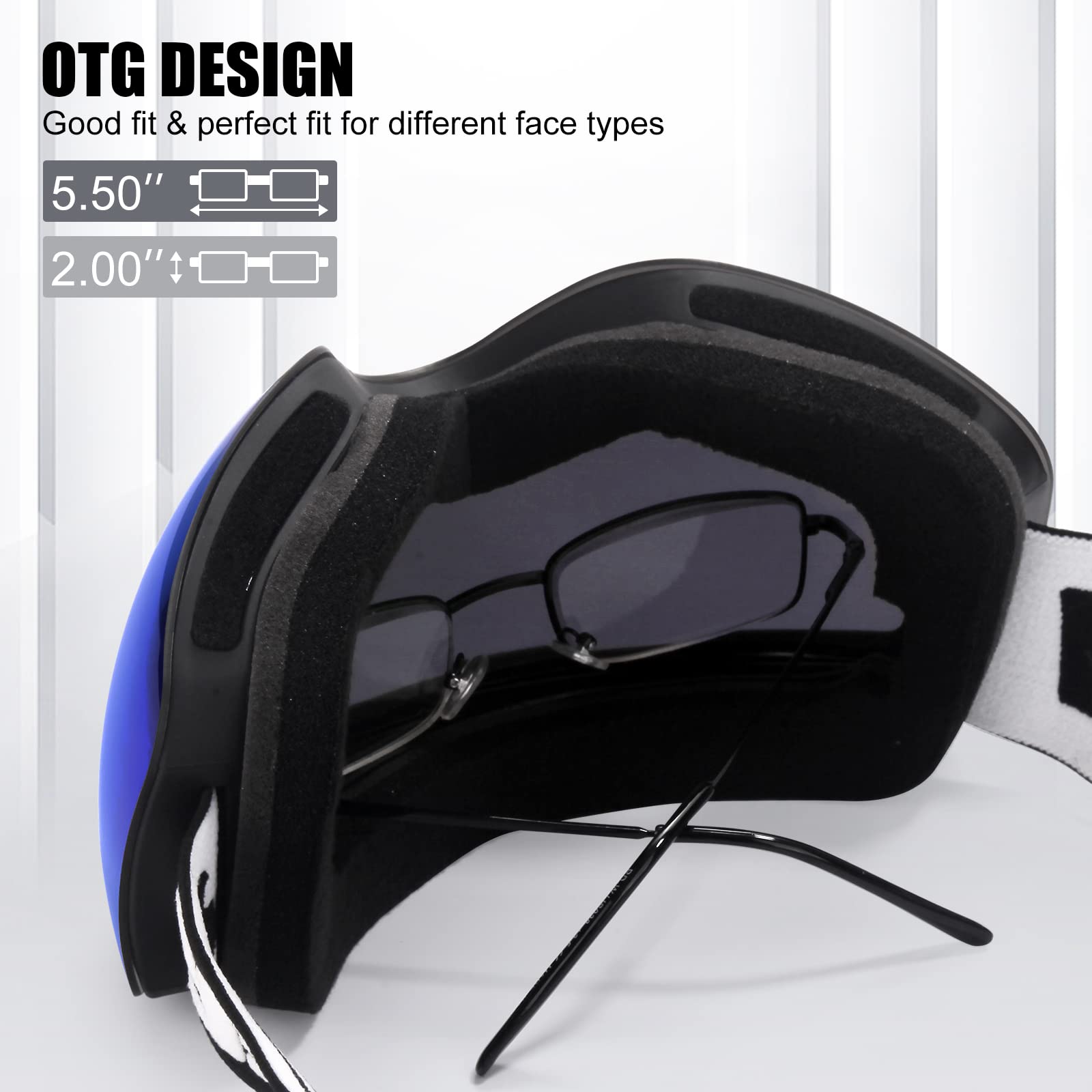 SKYWAY Ski Goggles,OTG Snow Snowboard Goggles for Men Women Snowmobile Skiing Skating SS6002 (Black Frame/Orange Lens)