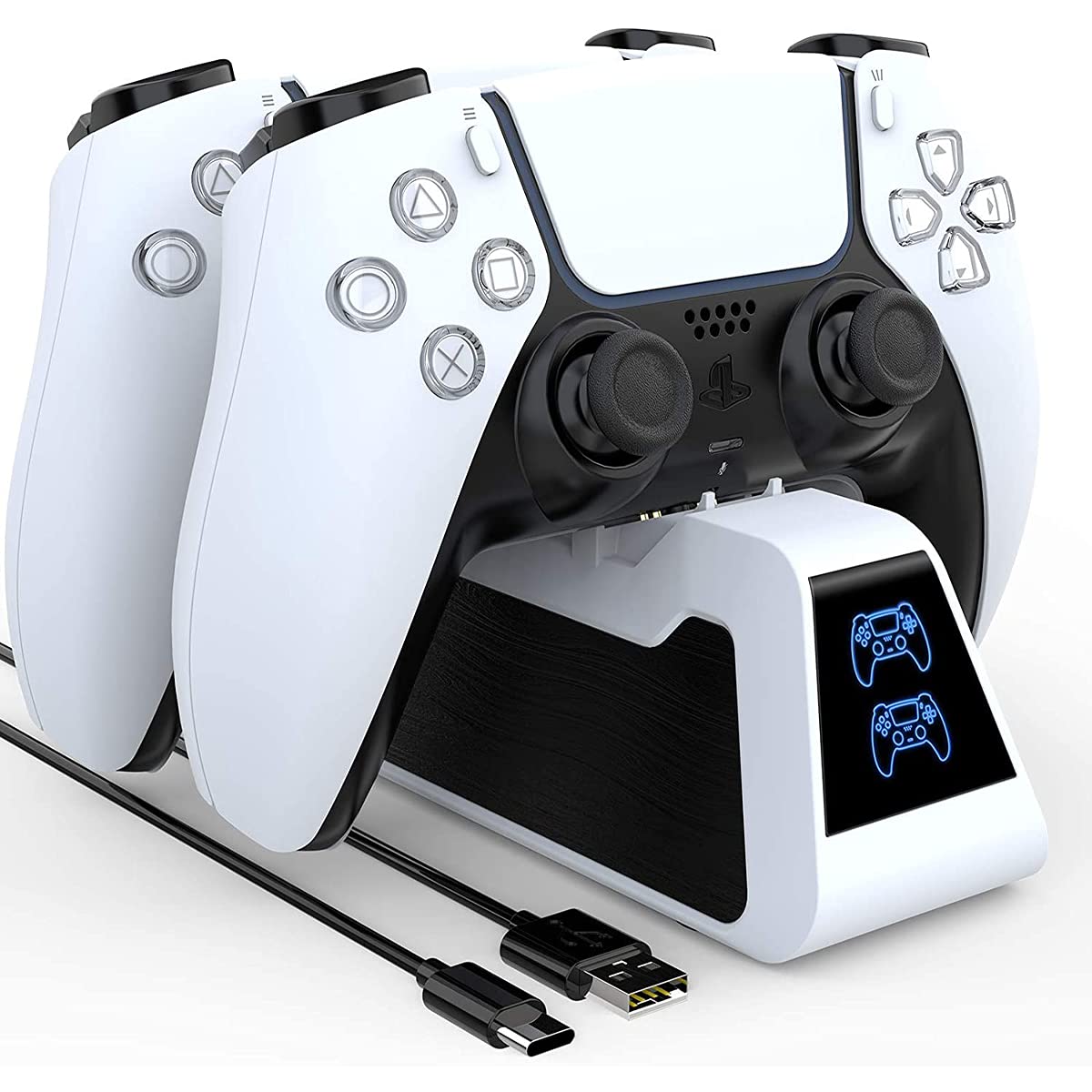 PS5 Controller Charger Playstation 5 Controller Charging Station Compatible Upgraded Playstation 5 DualSense Charging Dock with LED Indicator Safety Chip Protection Super Fast Charging