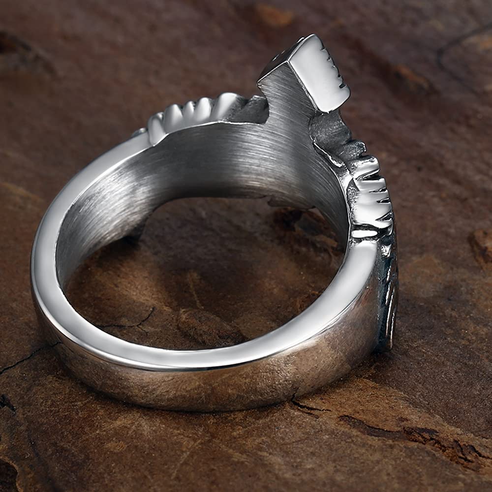 Stainless Steel Celtic Knot Viking Pirate Style Cocktail Party Biker Halloween Ring (Silver, 8)