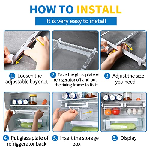 VVLIAM 2 PACK Refrigerator Organizer Bins fridge drawer organizer with Handle, Egg Holder For Refrigerator and fruit containers for fridge pull out cabinet organizer Fit for Fridge Shelf Under 0.6"