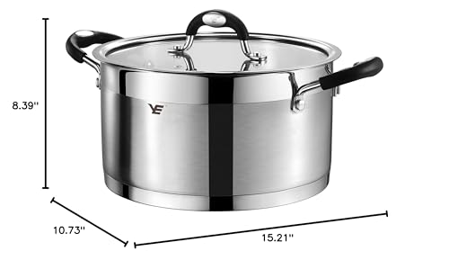 Mirror Polished Stainless Steel Stock Pot with Lid,Healthy Cookware Stockpots Stew Pot，Casserole Soup Pot Compatible with All Heat Sources,Dishwasher Safe (8.4Qt)