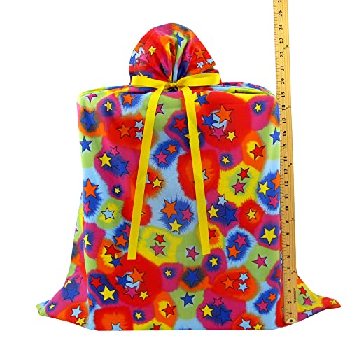 VZWraps Stars Reusable Fabric Gift Bag for Birthday, Graduation or Father's Day (Jumbo 27 Inches Wide by 33 Inches High)