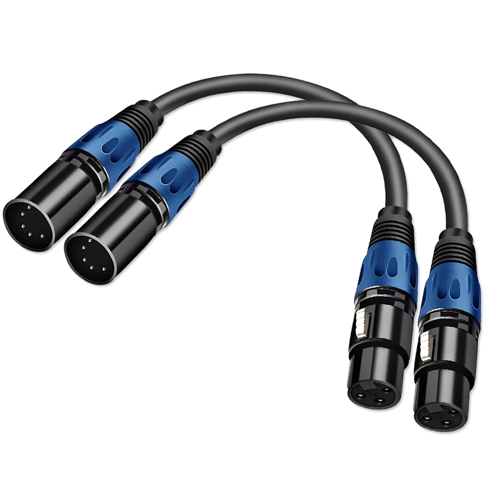 Seefeful (11.8inch /2Pack) 3 Pin XLR Female to 5 Pin XLR Male Audio Cable for Microphone DMX Stage Light Turnaround ,XLR3Fto XLR5M Adapter Cable