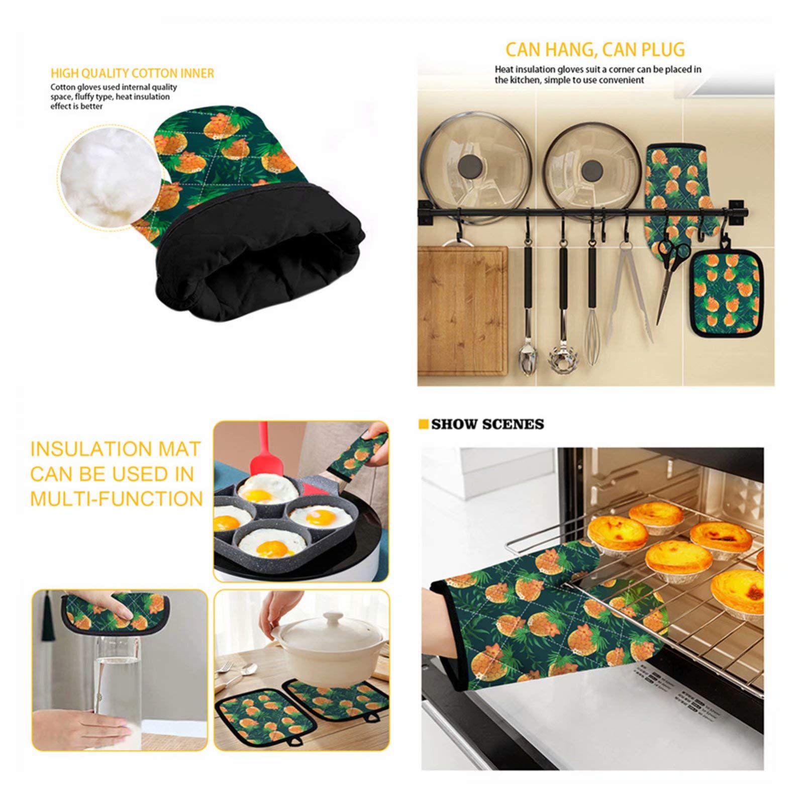 Snilety Boho Mandala Floral Oven Mitts and Pot Holders Sets of 2 Heat Resistant Hot Pads Women Cooking Gloves Purple Handling Kitchen Cookware Bakeware BBQ