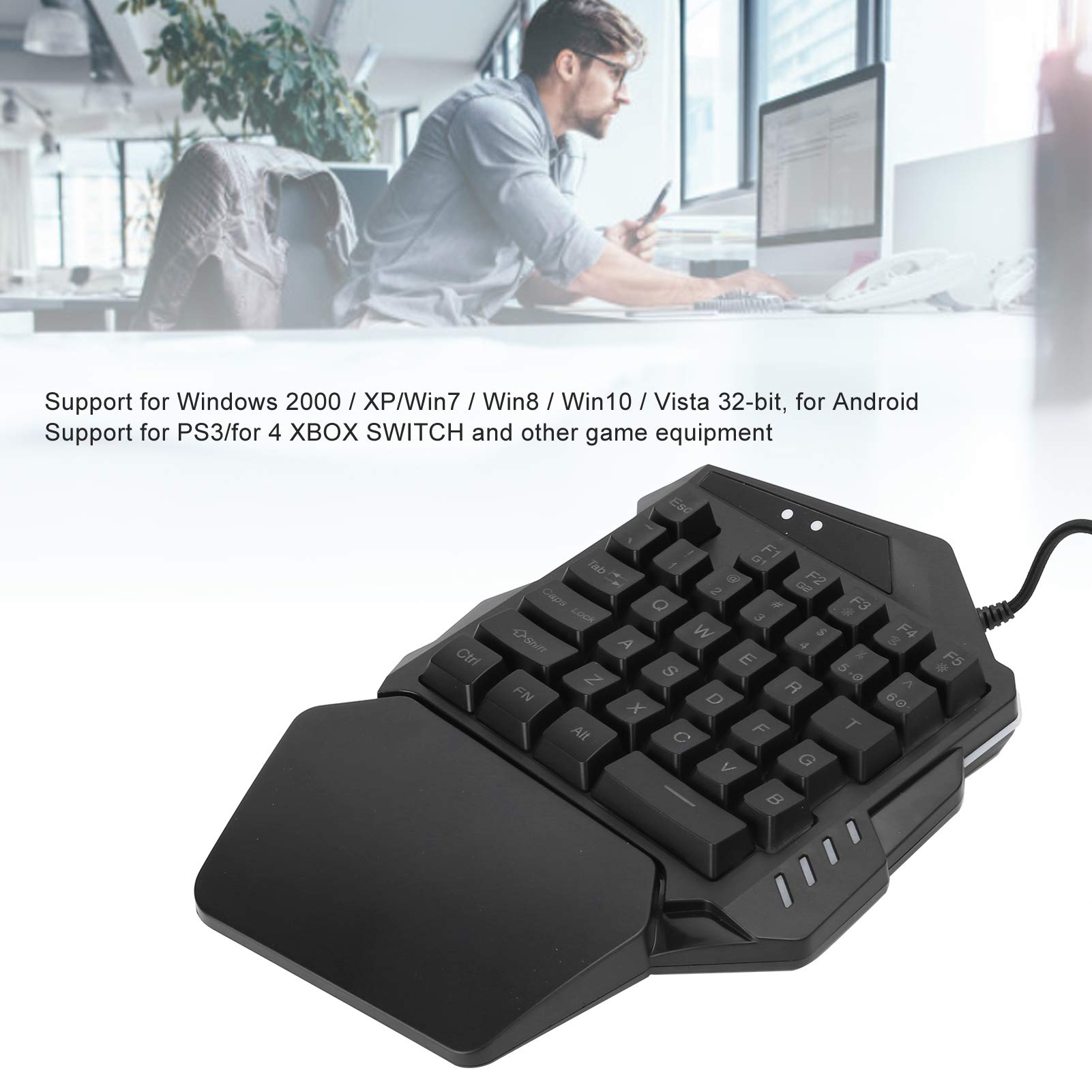 One Handed Mechanical Gaming Keyboard, OneHanded Small Gaming Ergonomic Keyboard BuiltIn Converter RGB Keyboard for Game