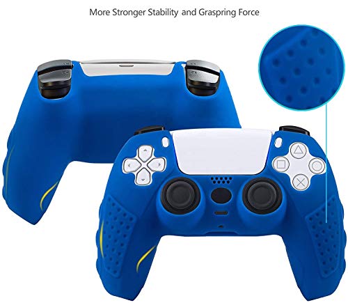 PS5 PlayStation 5 DualSense Wireless Controller Silicone, Non-Slip, Sweat-Proof Skin Covers, Pack of 3 colors (Black, Blue & White), plus 6 Analog Grips in three different sizes