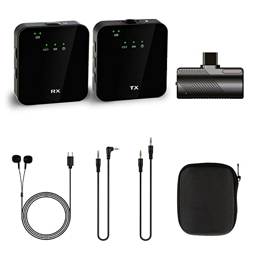 Tamshun Wireless Lavalier Microphone System with Noise-Reducing Mic Adapter, Ideal for Interviews, Vlogging, and YouTube Videos