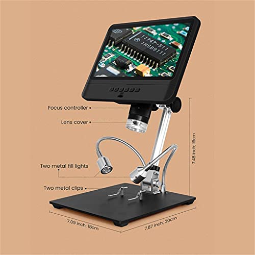 YHUA 8.5 Inch Microscope 1080P Adjustable LCD Display Microscope for Soldering Industrial Maintenance